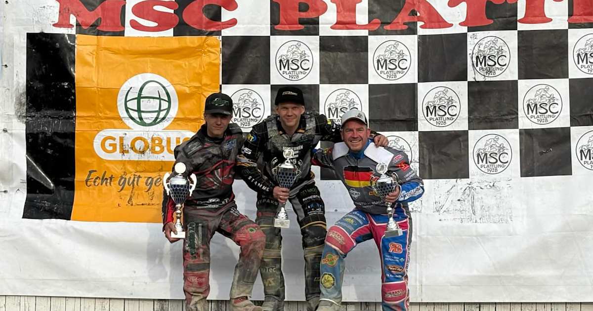 Sandbahn Plattling: Jesse Mustonen und Markus Venus oben auf dem Podest ...